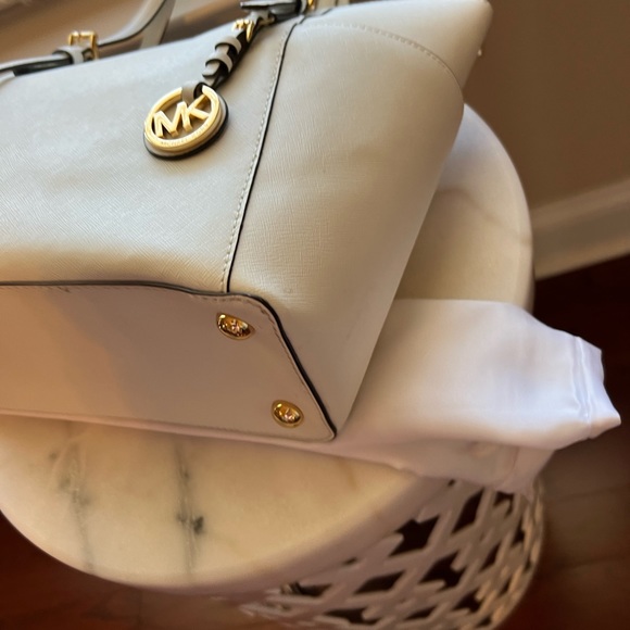 Bags | Michael Michael Kors Optic White Leather Tote | Poshmark